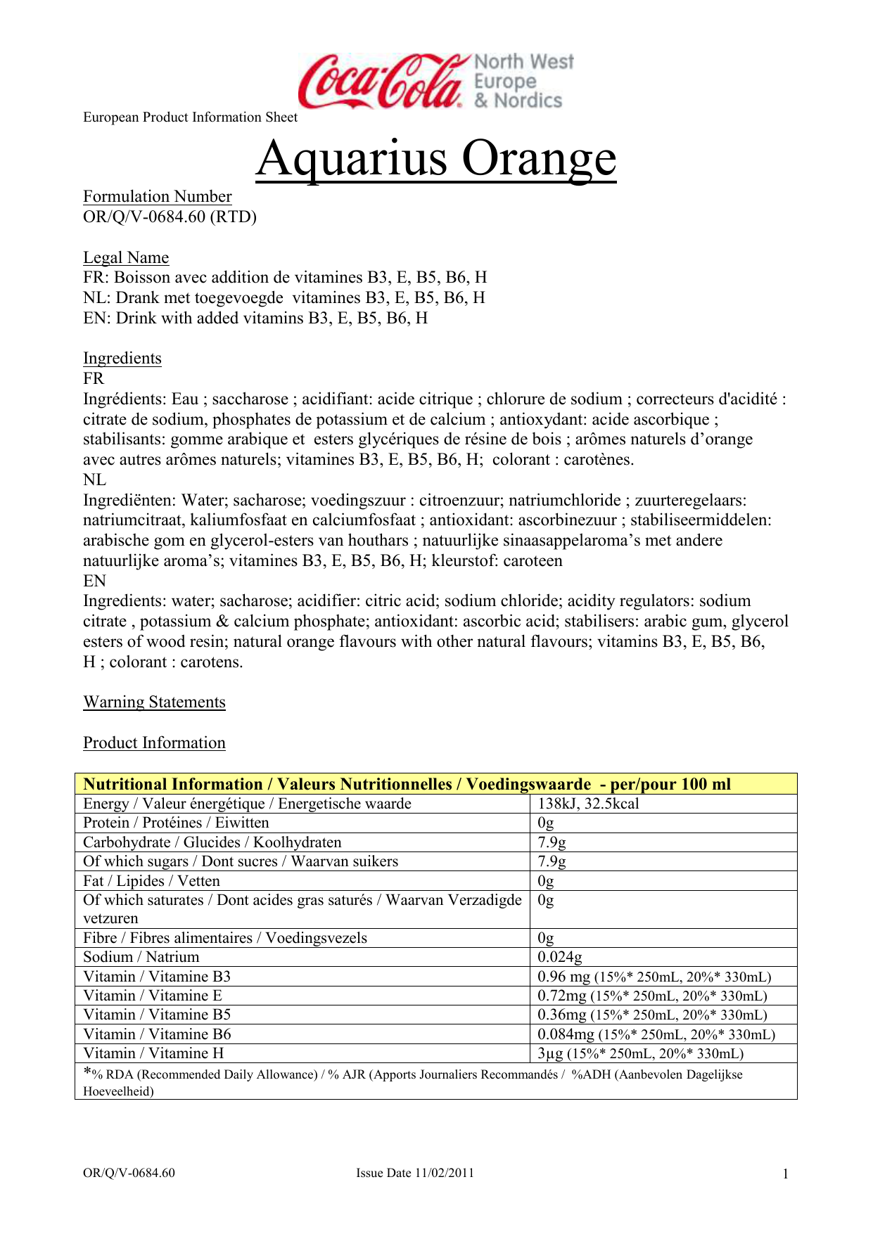 Product Data Sheet